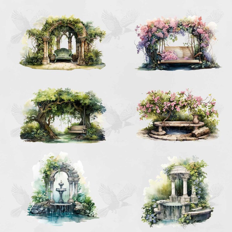 28 PNG Watercolour Secret Garden Clipart - Etsy