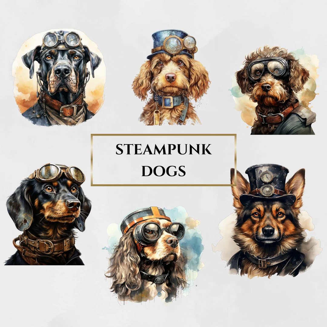 21 PNG Steampunk Dogs Clipart, Vintage Steampunk Dog Art - Etsy