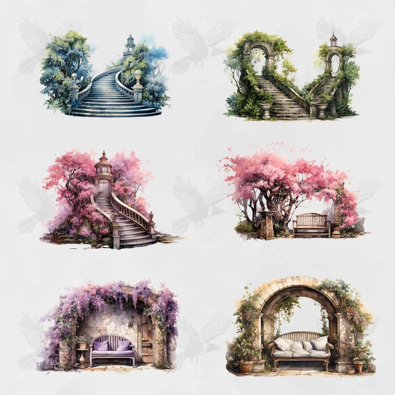 28 PNG Watercolour Secret Garden Clipart - Etsy
