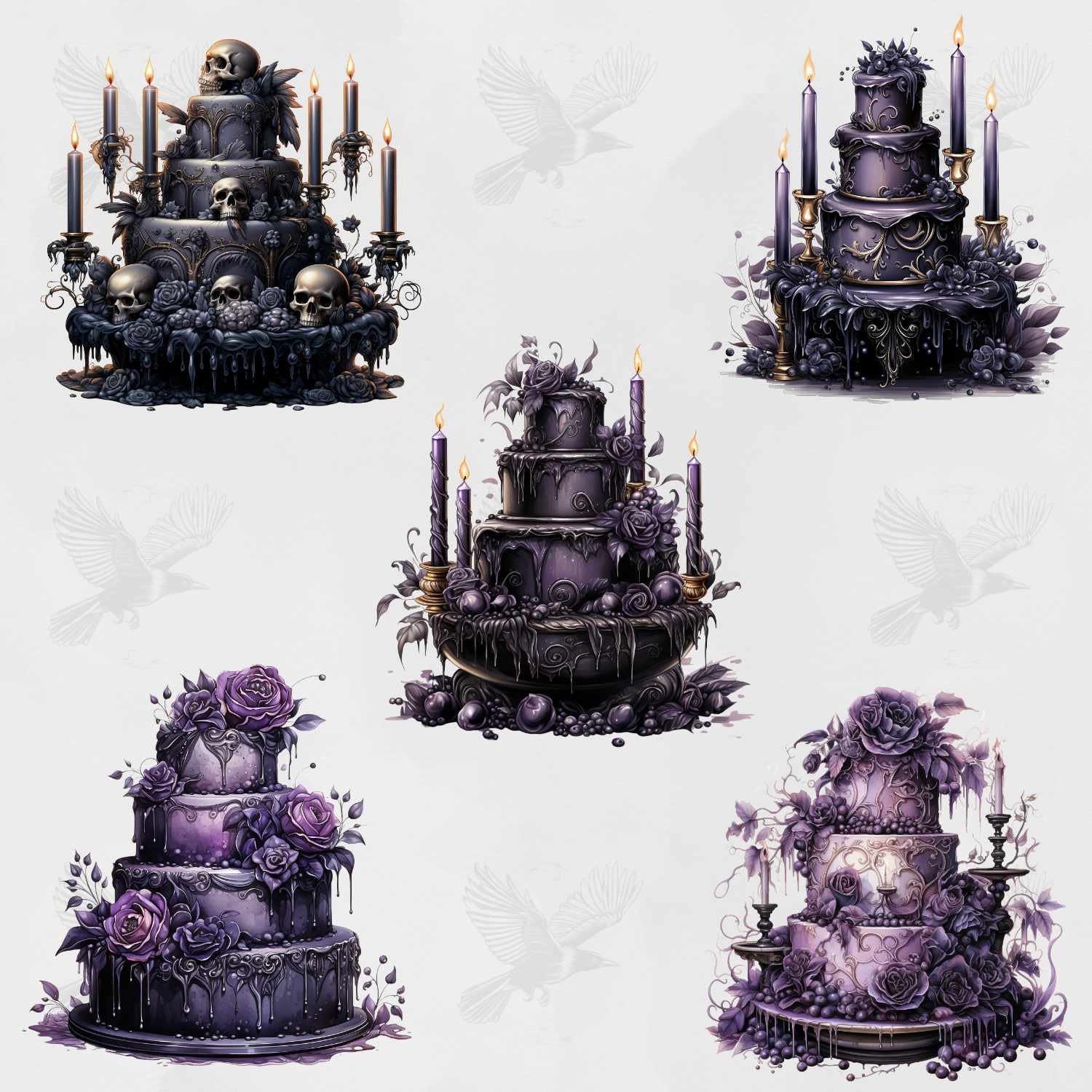 24 PNG Watercolour Gothic Wedding Cakes Clipart - Etsy