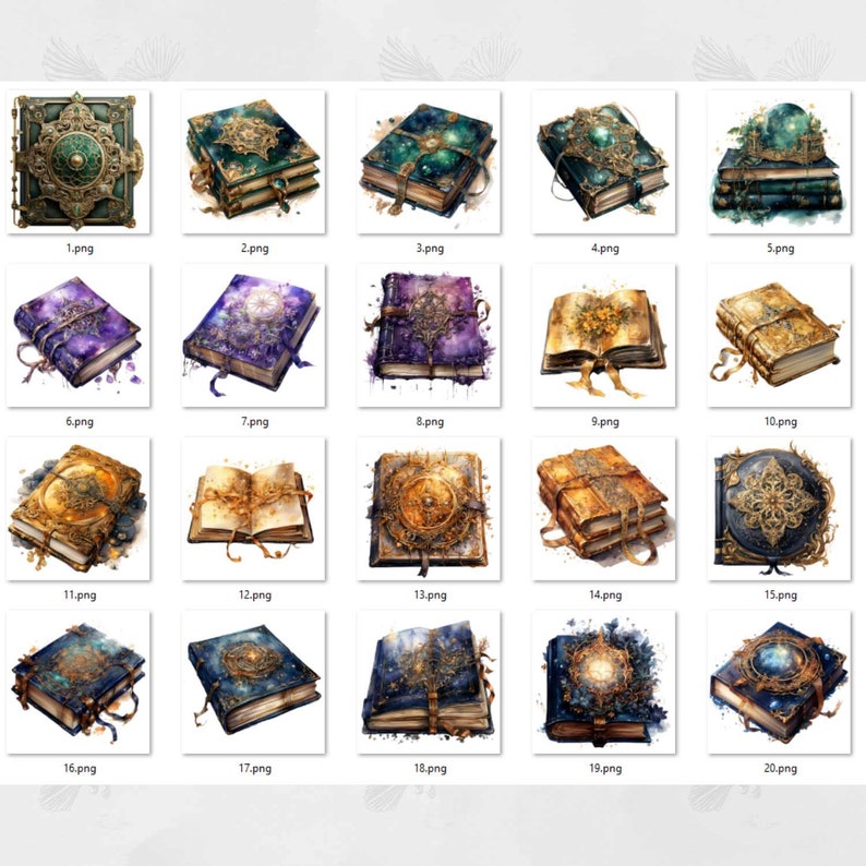 20 PNG Watercolour Magical Spell Book Clipart - Etsy