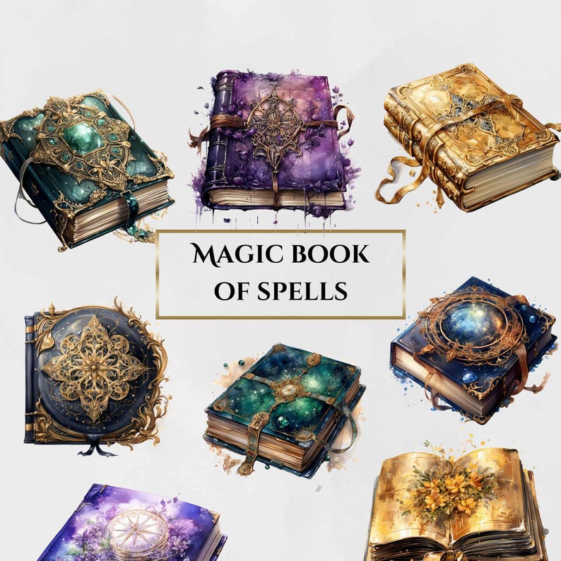 20 PNG Watercolour Magical Spell Book Clipart - Etsy