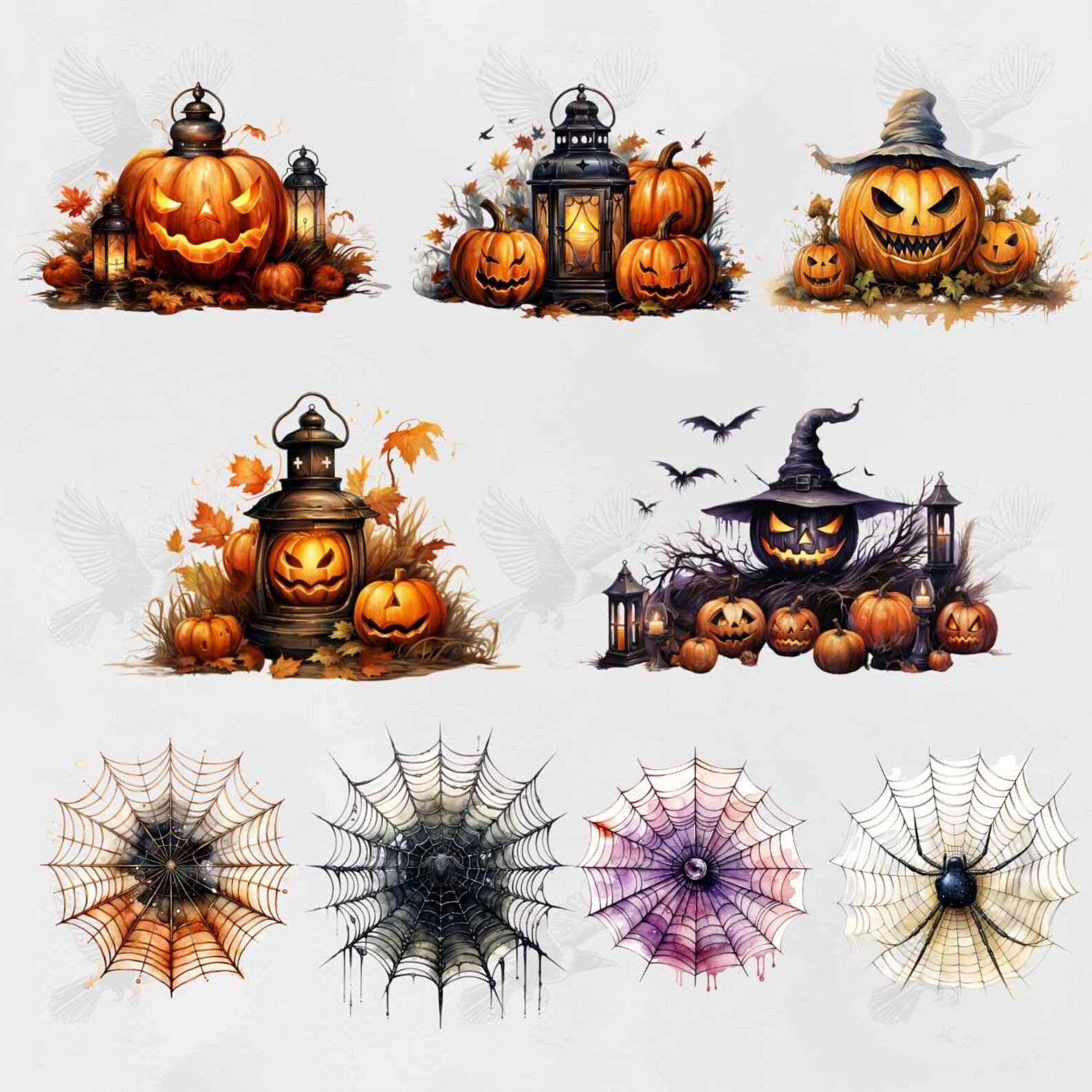 40 PNG Watercolour Halloween Clipart Bundle - Etsy