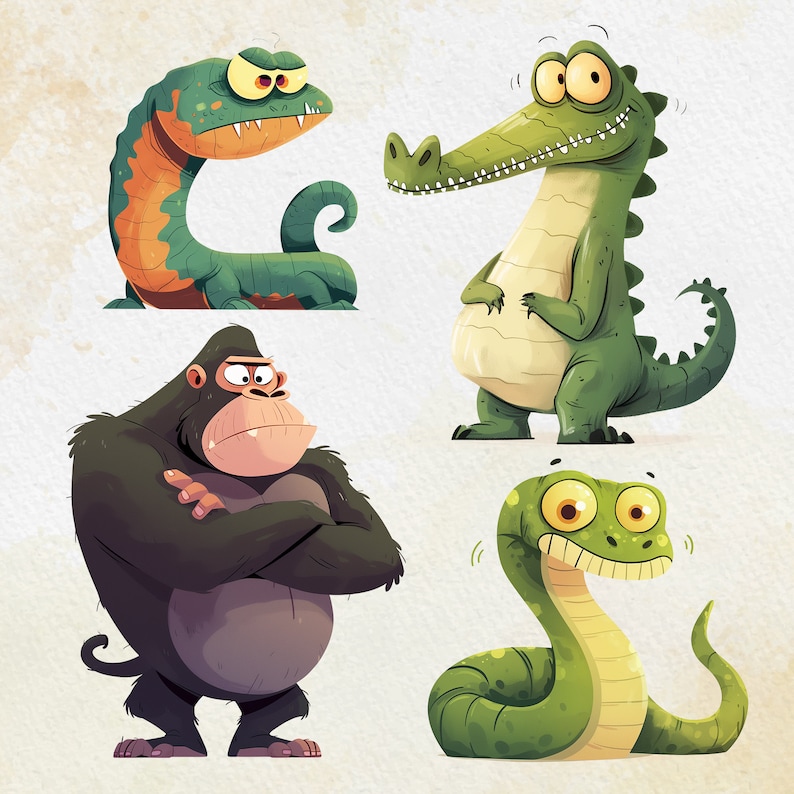 Funny Hand Drawn Animals, Cute Illustrations, Wild Clip Art, Funny ...