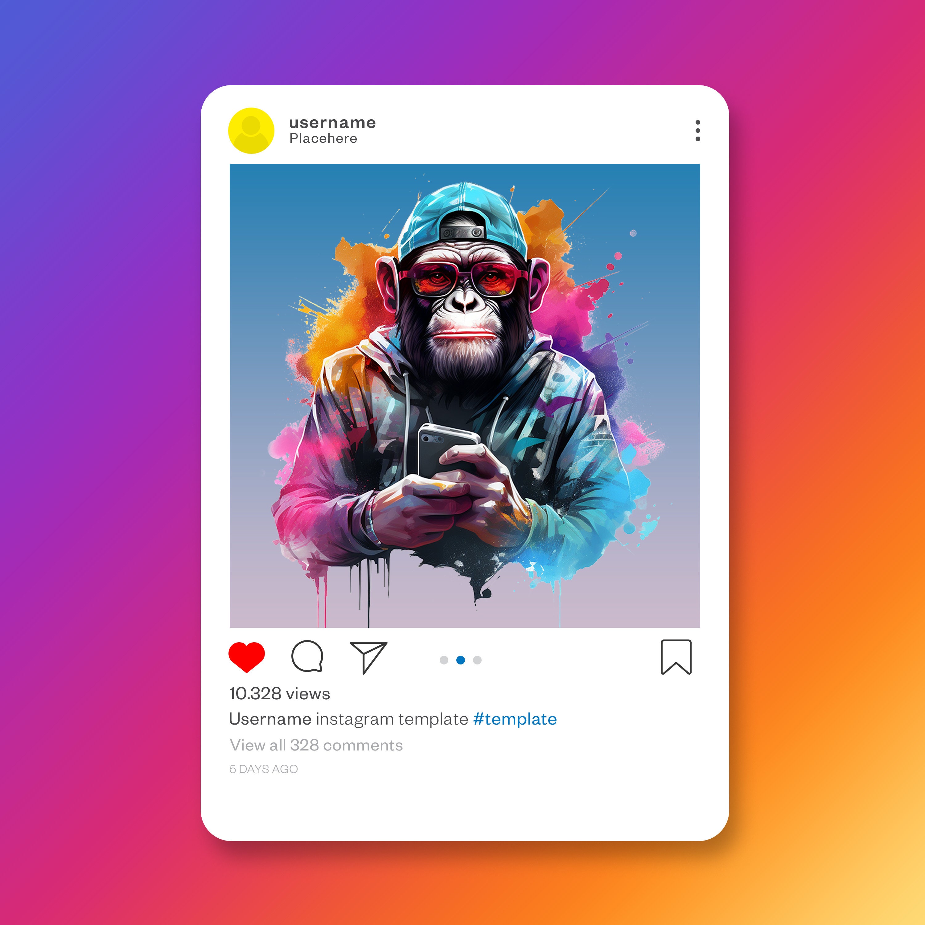 Colorful Gaming Monkey PNG Bundle - 10 Digital Files - Retro Graffiti ...