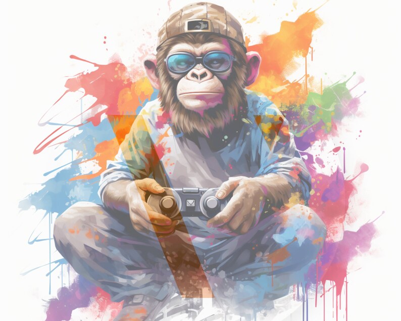 Gaming Monkey 10x PNG File PNG File Digital Download - Etsy