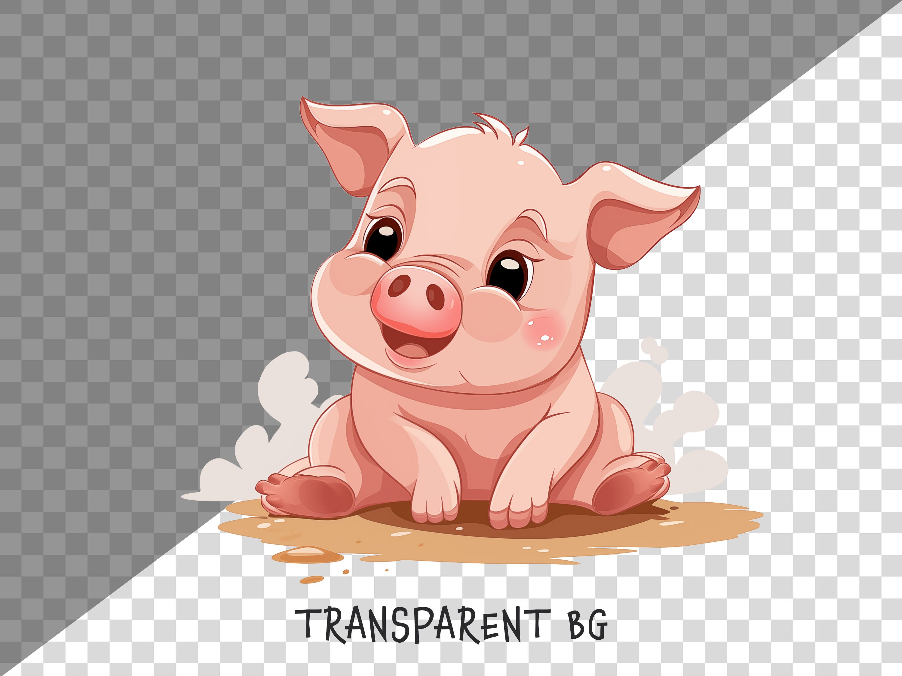 10x Piggy Transparent SVG and PNG Files - Digital Download - Muddy Pigs ...