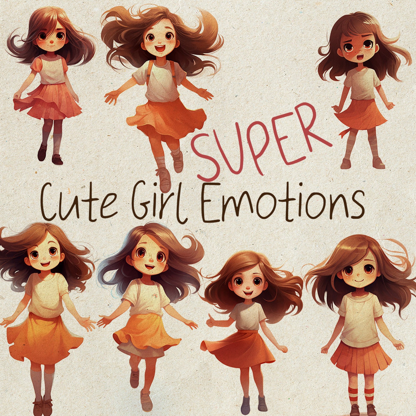 Collection of Cartoon Little Girl Character PNG Clipart, Children ...
