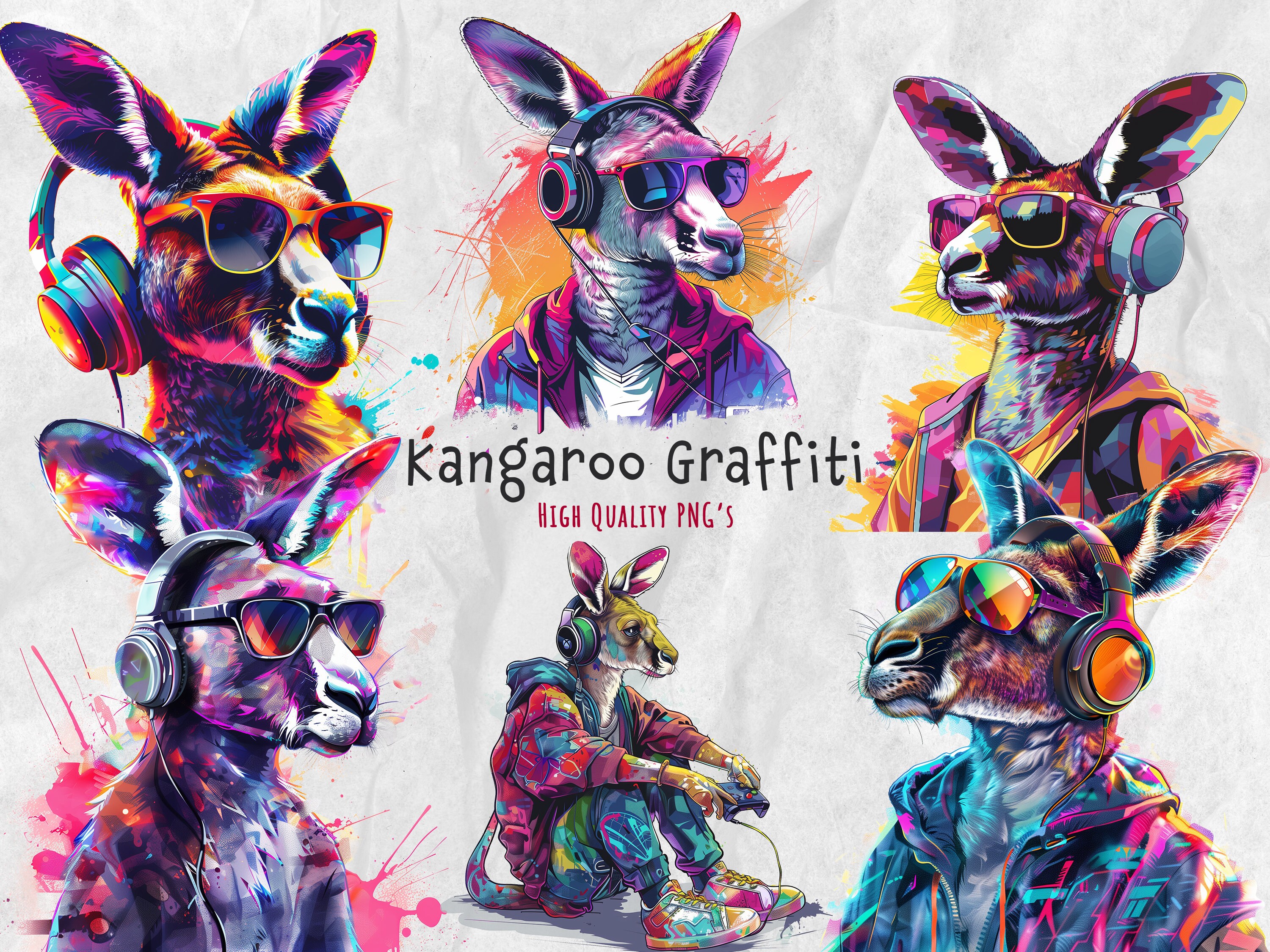 Gaming Australian Kangaroo 6x PNG File - Digital Download - Graffiti ...