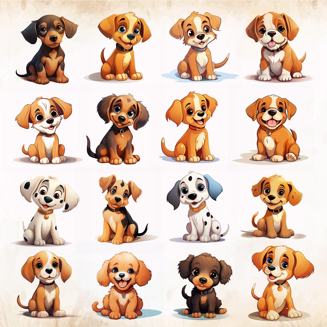 25 Puppy PNG Digital Files for Designs Stickers T-shirts - Etsy