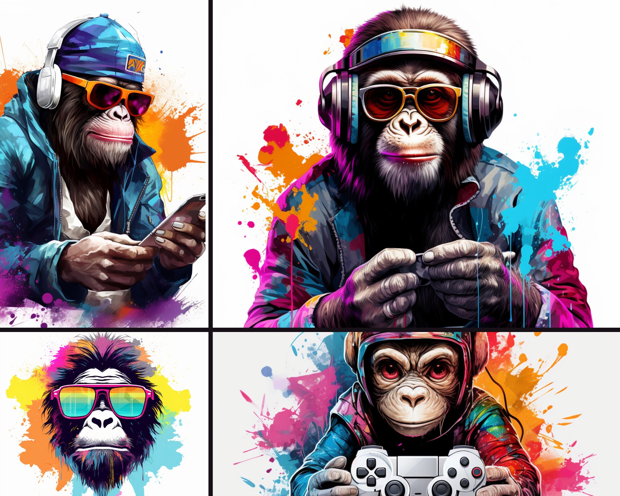 Gaming Monkey 10x PNG File - PNG File - Digital Download - Graffiti ...