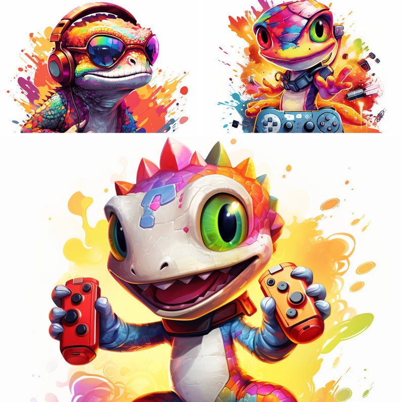 Gecko 6x PNG File - PNG File - Digital Download - Graffiti Retro Gaming ...