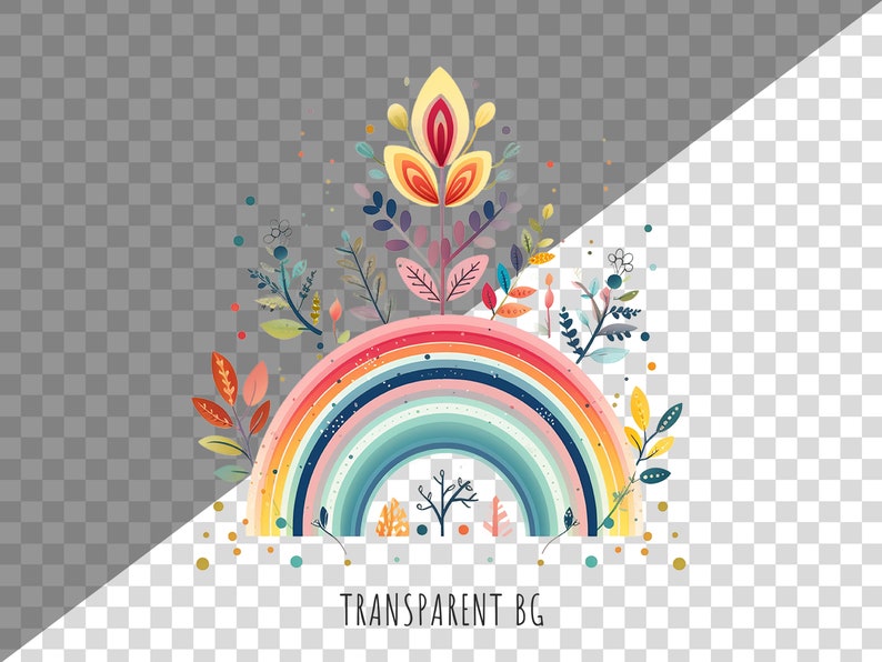Boho Rainbow Clip Art Bundle: 10 PNG and SVG Files for Bohemian Baby ...