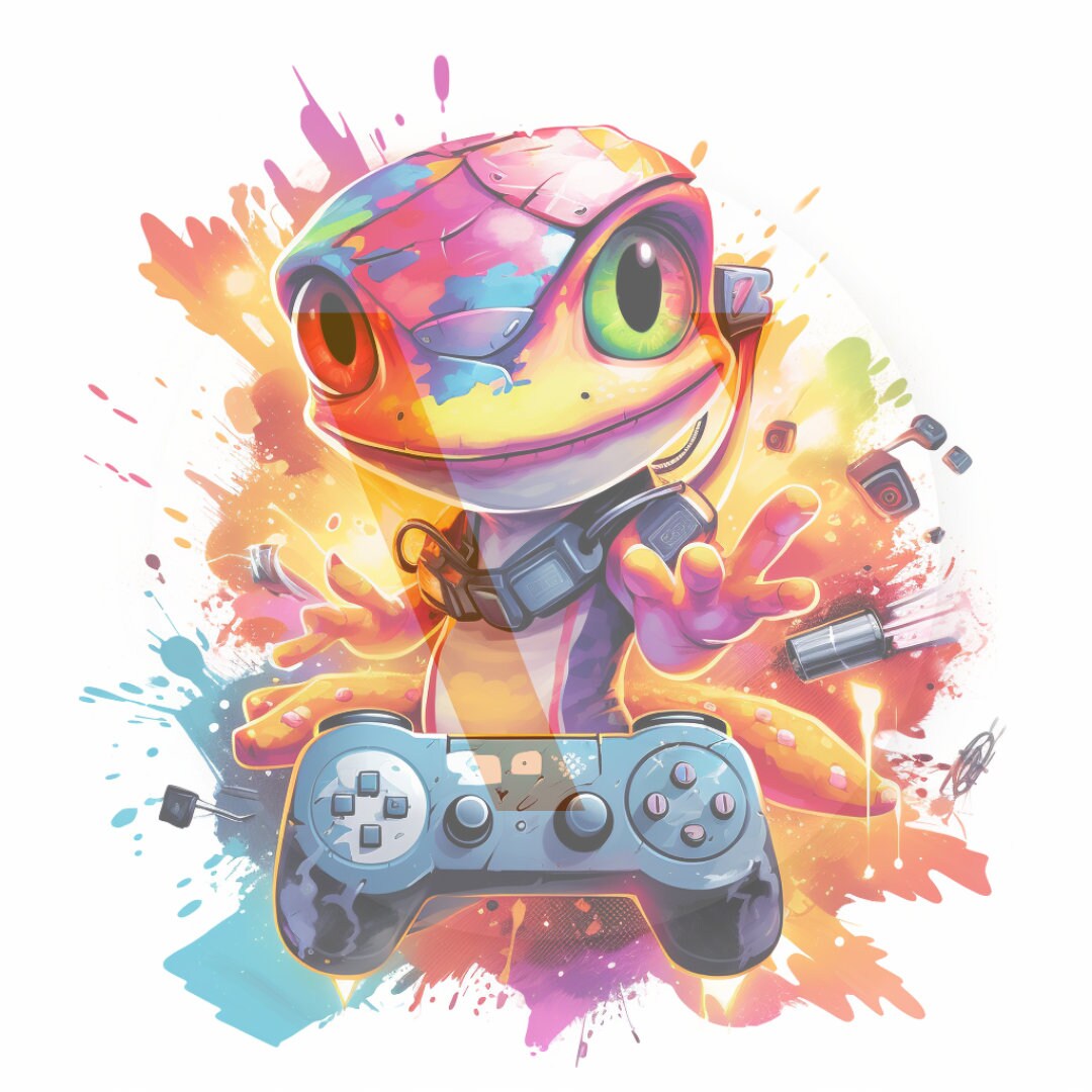 Gecko 6x PNG File - PNG File - Digital Download - Graffiti Retro Gaming ...
