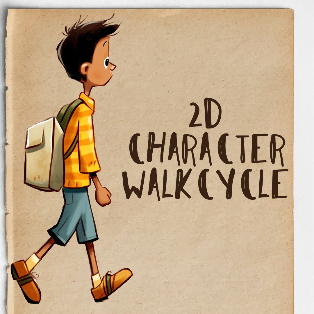 2D Character Animated Walk Cycle Boy Walking PNG Looping Alpha Mov File High Resolution and ...