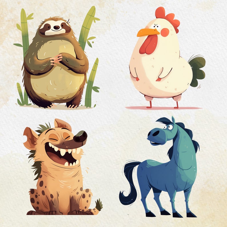 Funny Hand Drawn Animals, Cute Illustrations, Wild Clip Art, Funny ...