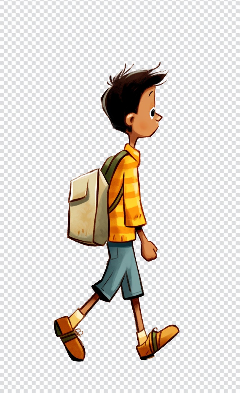 2D Character Animated Walk Cycle Boy Walking PNG Looping Alpha Mov File ...