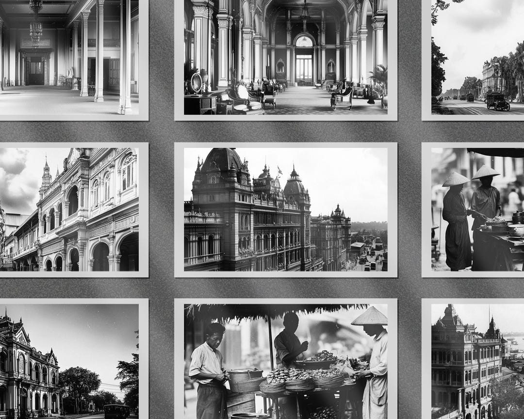 Vintage British Colonial Burma Street Photos | Ai-generated Digital Art ...