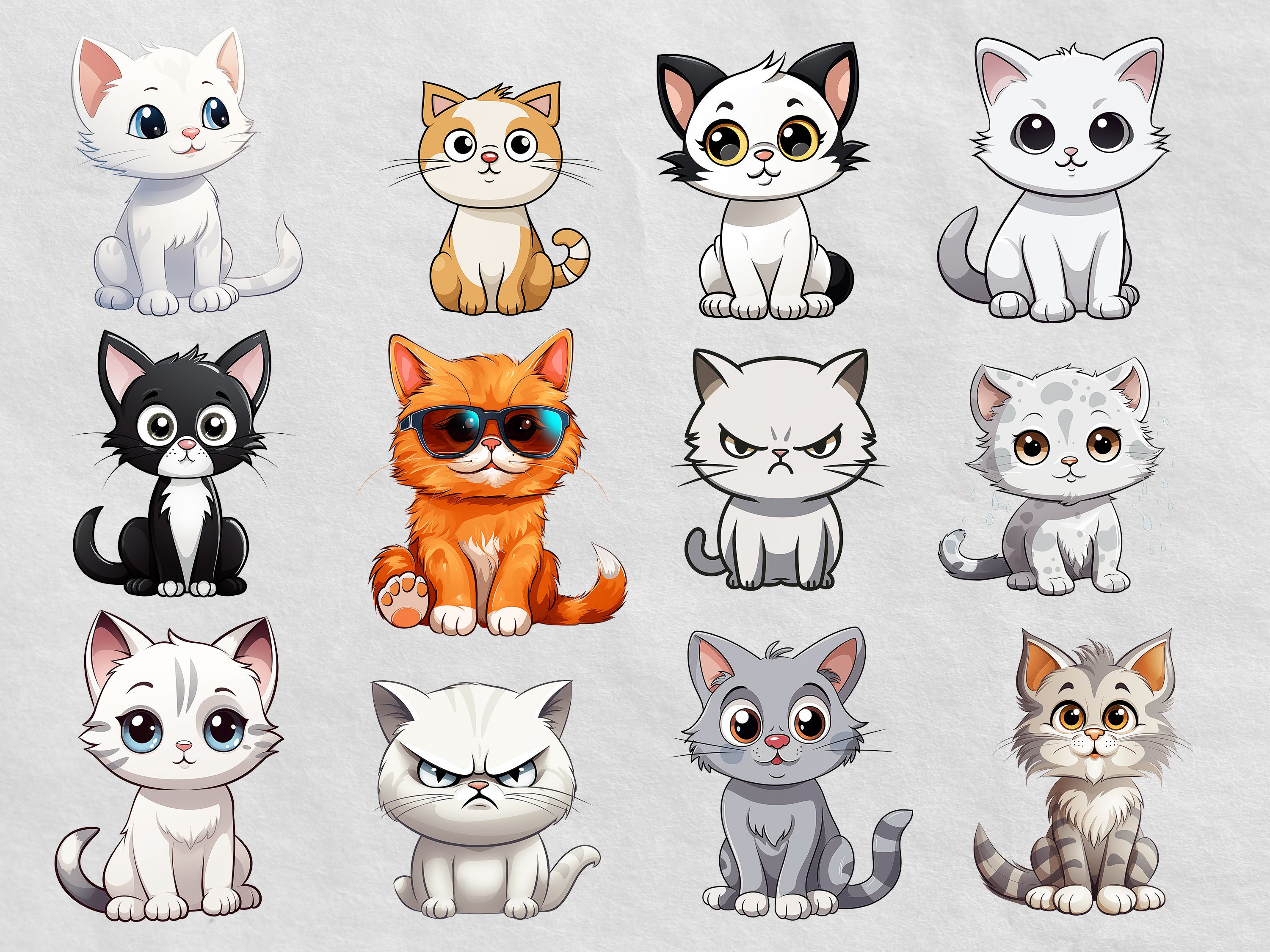 Premium Cat Clip Art Bundle: 12 PNG and 12 SVG Files | Adorable and ...