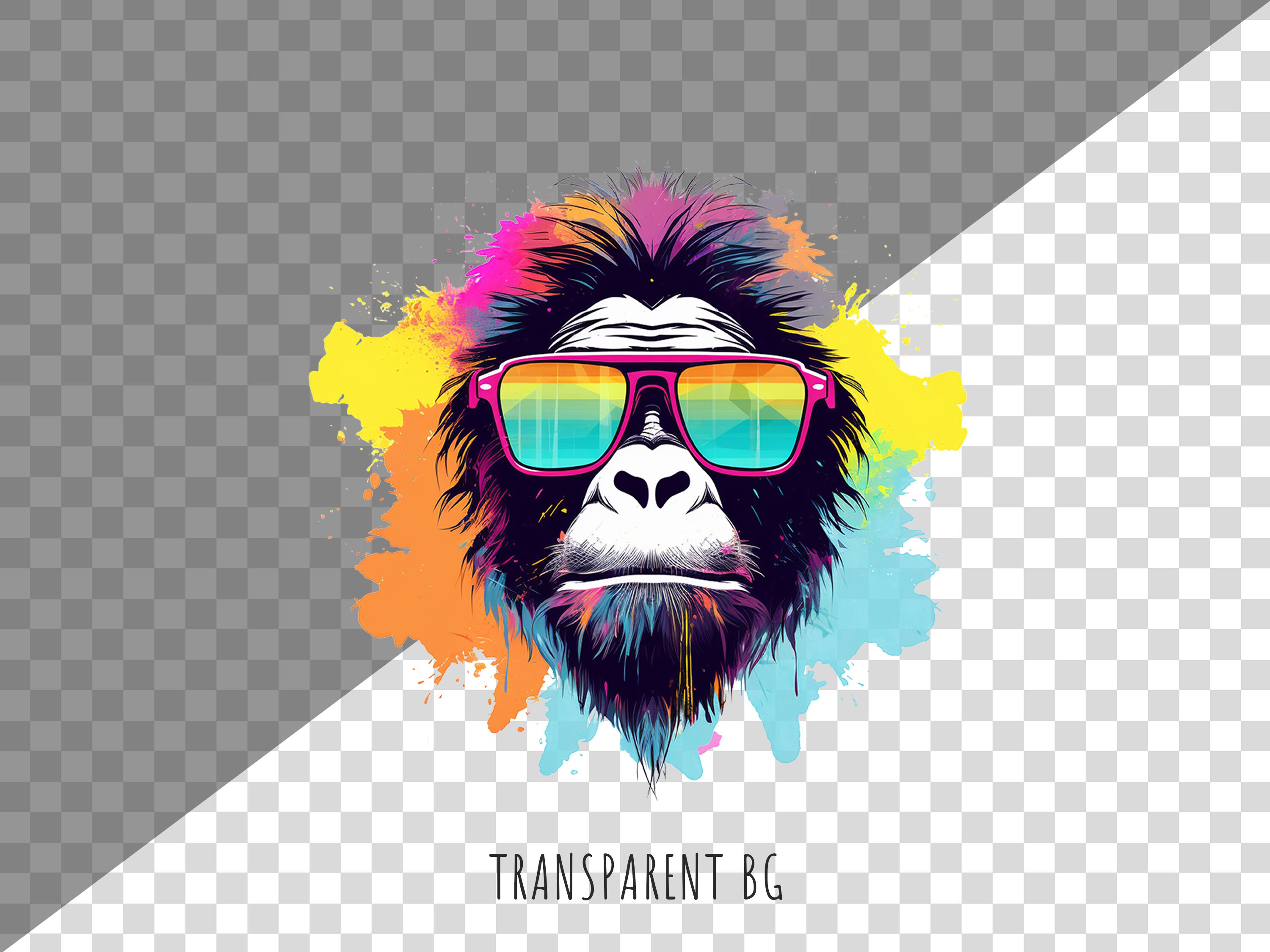 Colorful Gaming Monkey PNG Bundle - 10 Digital Files - Retro Graffiti ...
