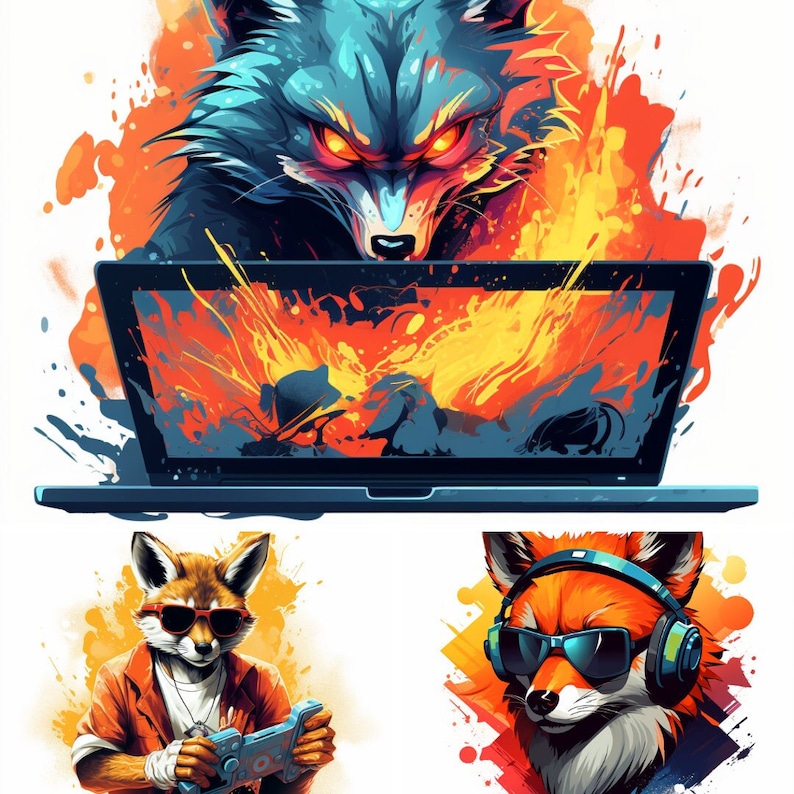 Gamer Fox 13x PNG File - PNG File - Digital Download - Graffiti Retro ...