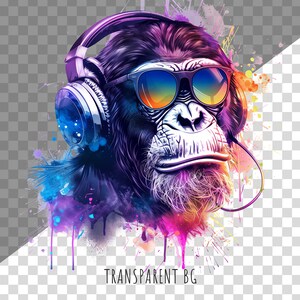 Graffiti Gaming Monkey PNG Bundle - 8 Digital Files - Retro Gorilla ...