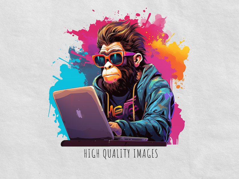 Gamer Monkey Profile 7x Transparent PNG File - Digital Download ...