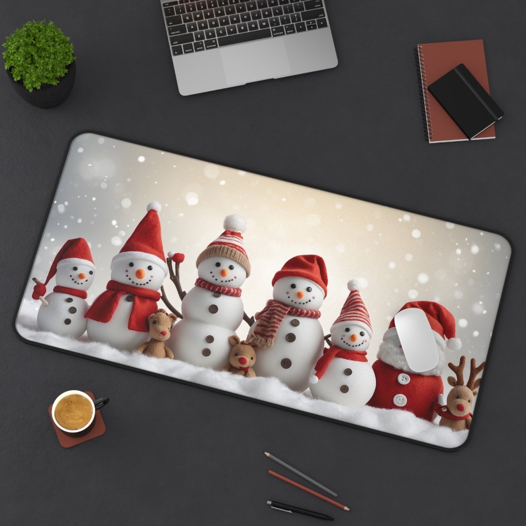 Christmas Snowmen Scene Desk Mat for Computer Keyboard and - Etsy