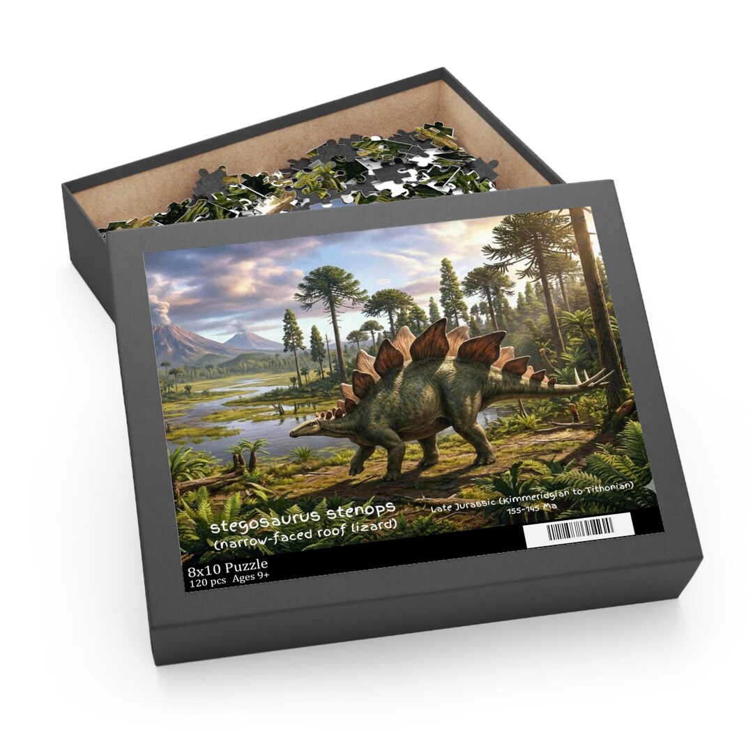 Stegosaurus Dinosaur Puzzle 120-500 Piece Puzzle | Jigsaw Brain Teaser ...
