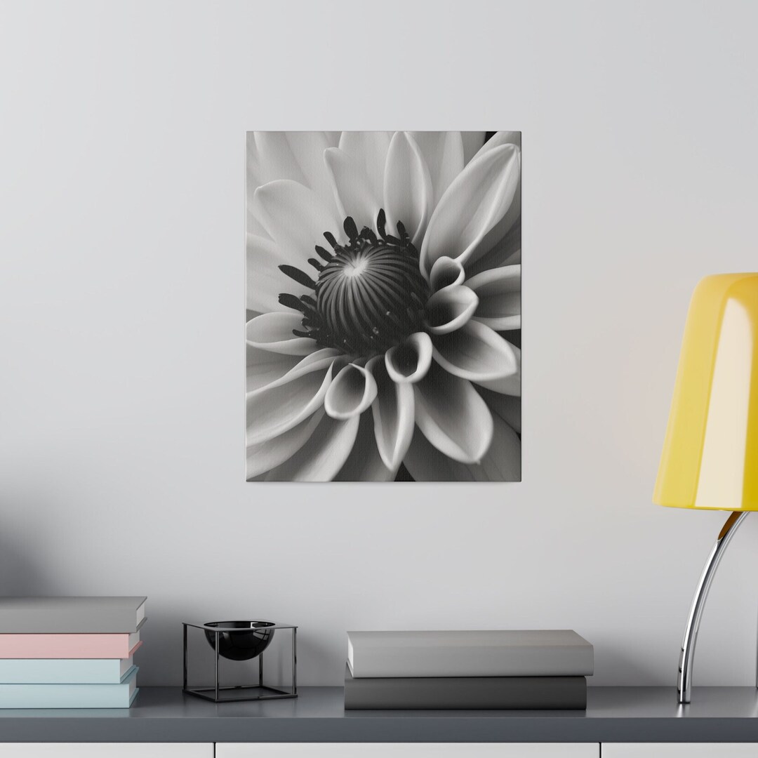 Black and White Flower Canvas Art: Floral Home Decor Print - Etsy
