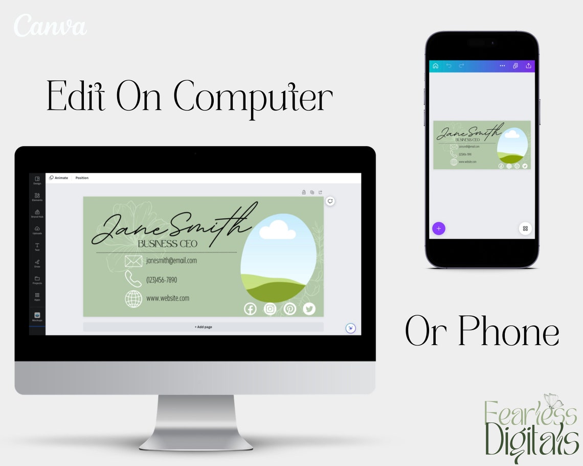 Email Signature Template Editable in Canva With Photo or Logo - Etsy