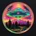 Holographic 80s Neon UFO Sticker - Etsy
