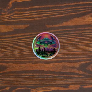 Holographic 80s Neon UFO Sticker - Etsy