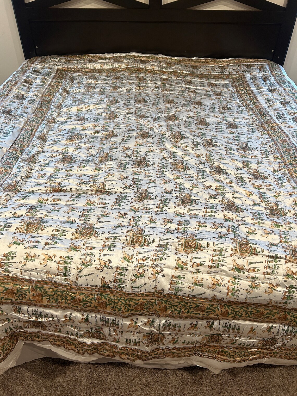Kalamkari Hand Block Print Bedding With Cotton Double Bedsheet, Two ...