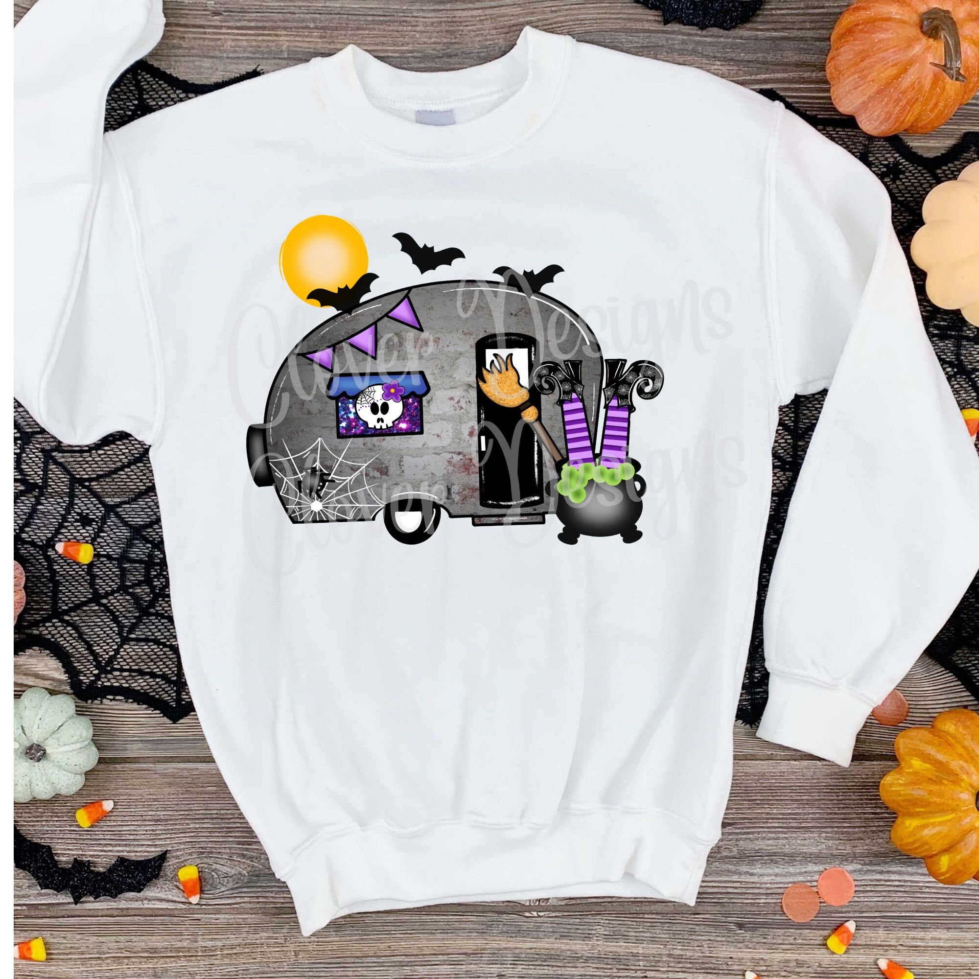 Spooky Camping Png, Halloween Png, Camper Png, Witch Png, Hand Drawn ...