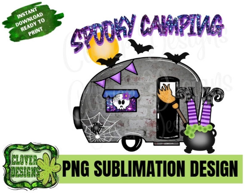 Spooky Halloween Camping PNG, Witch Camper Sublimation Design (digital ...
