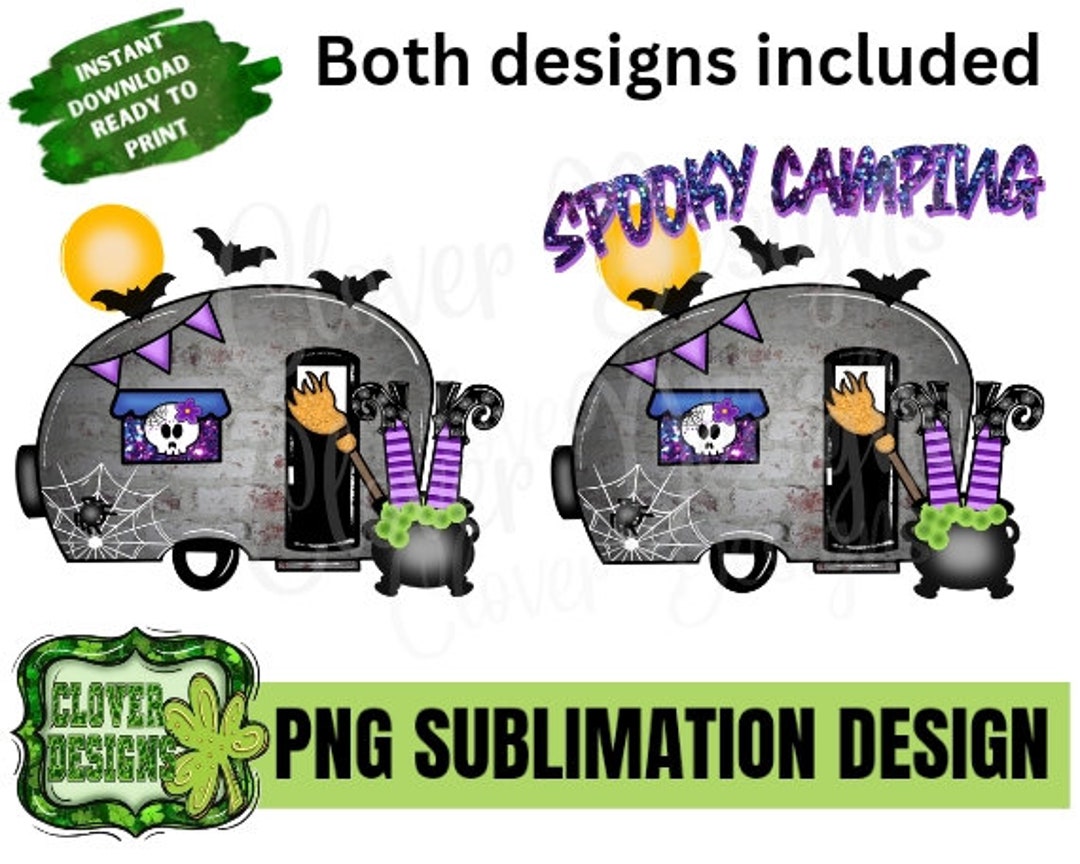 Spooky Camping Png, Halloween Png, Camper Png, Witch Png, Hand Drawn ...