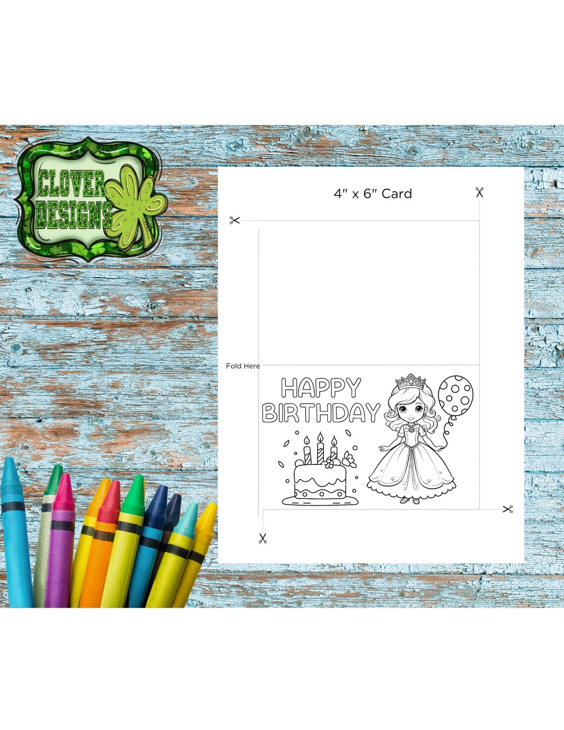 Instant Download Princess Birthday Coloring Cards/printable Birthday ...