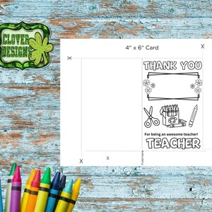Instant Download Thank You Teacher Coloring Card/printable Thank You ...