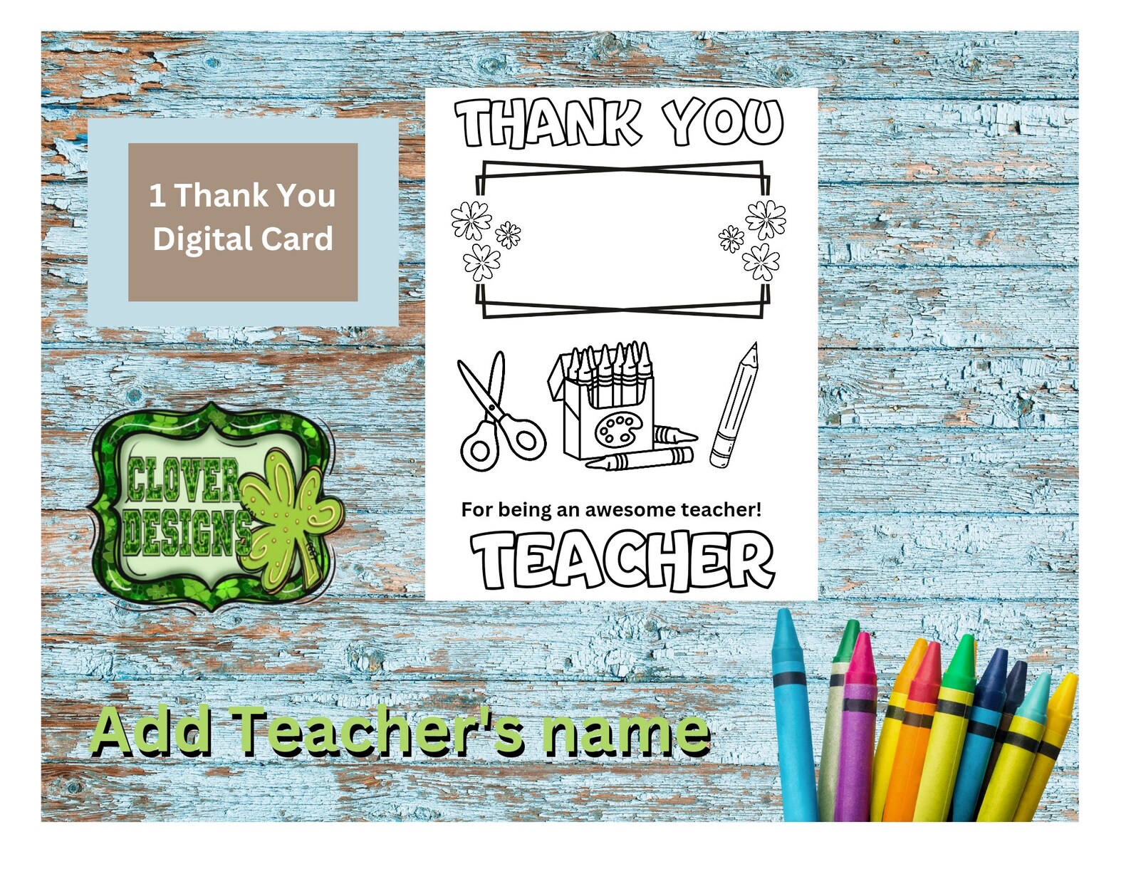 Instant Download Thank You Teacher Coloring Card/printable Thank You ...
