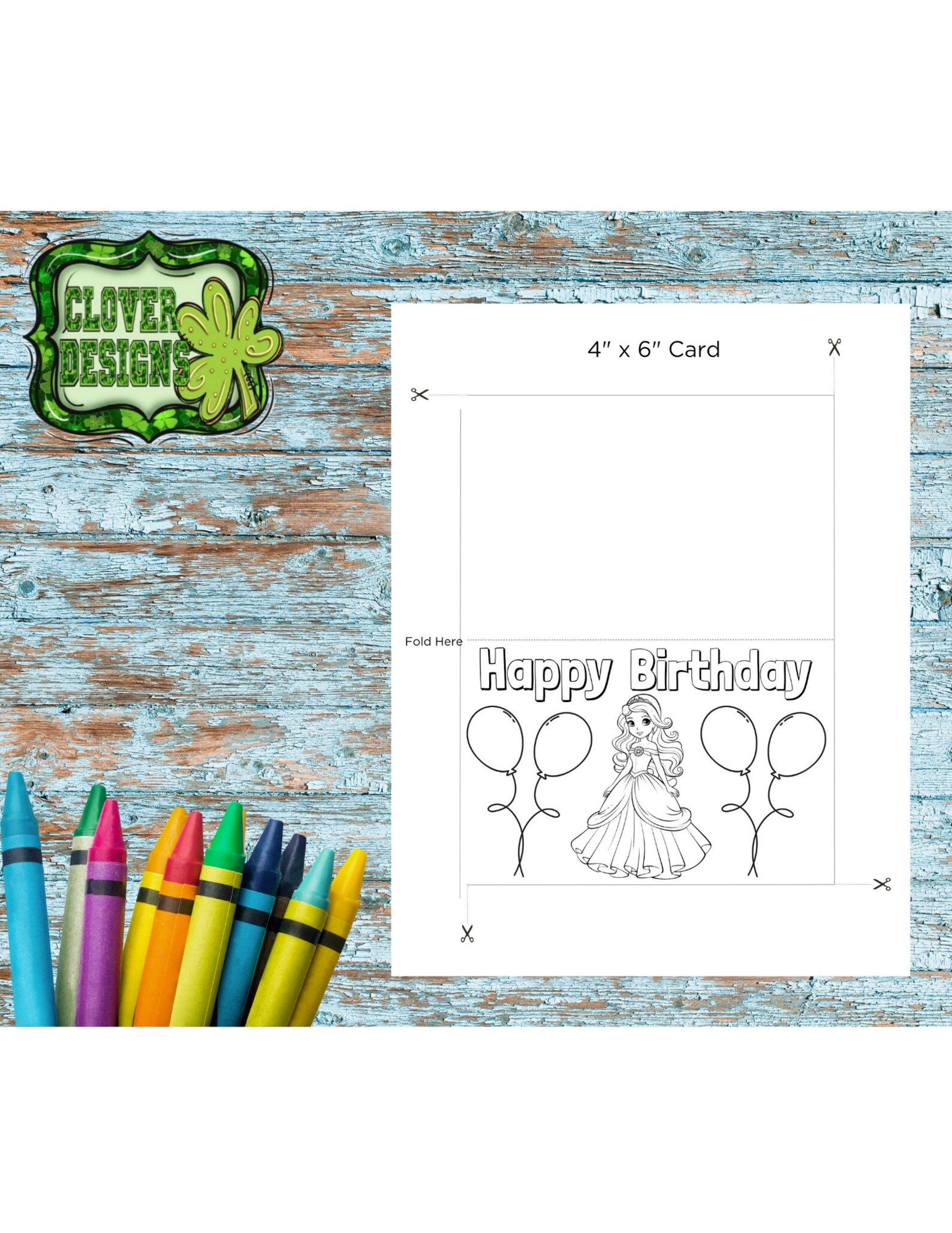 Instant Download Princess Birthday Coloring Cards/printable Birthday ...