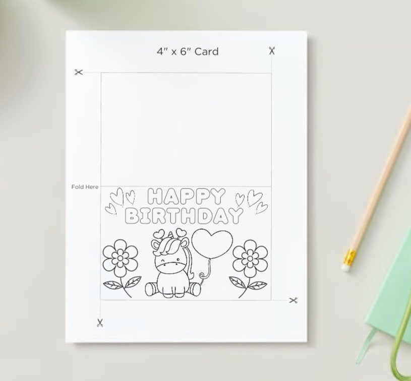 Instant Download Birthday Coloring Cards/printable Birthday Cards ...