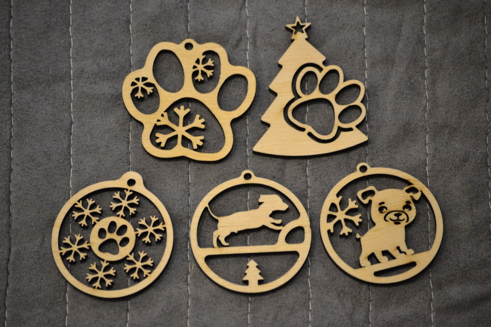 Adorable Christmas Dog Ornament Laser Cutting File Pack (5 Pcs) - Dxf ...