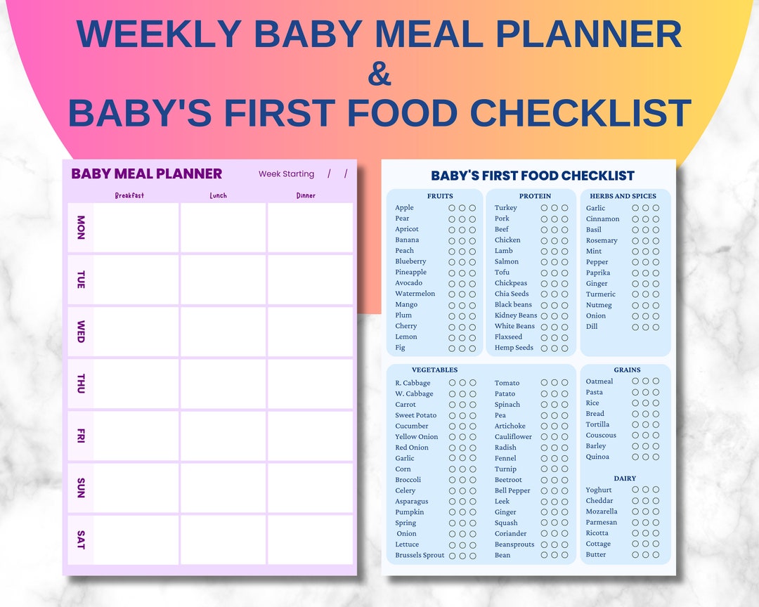 Baby Meal Planner Printable Baby Led Weaning Planner Baby Food Tracker ...