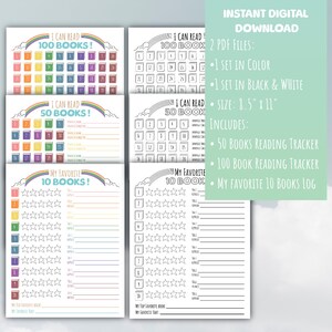Reading Tracker Printable Rainbow Reading Planner Book Log for Kids ...
