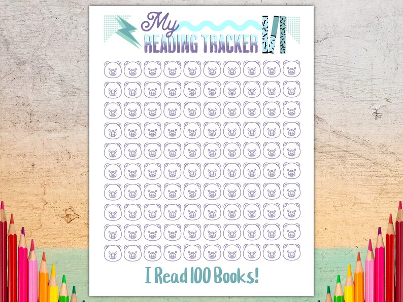 Retro Kids Printable Reading Chart Bear Reward Chart - Etsy