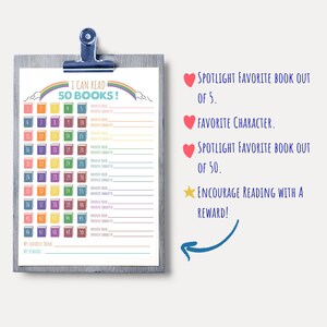 Reading Tracker Printable Rainbow Reading Planner Book Log for Kids ...