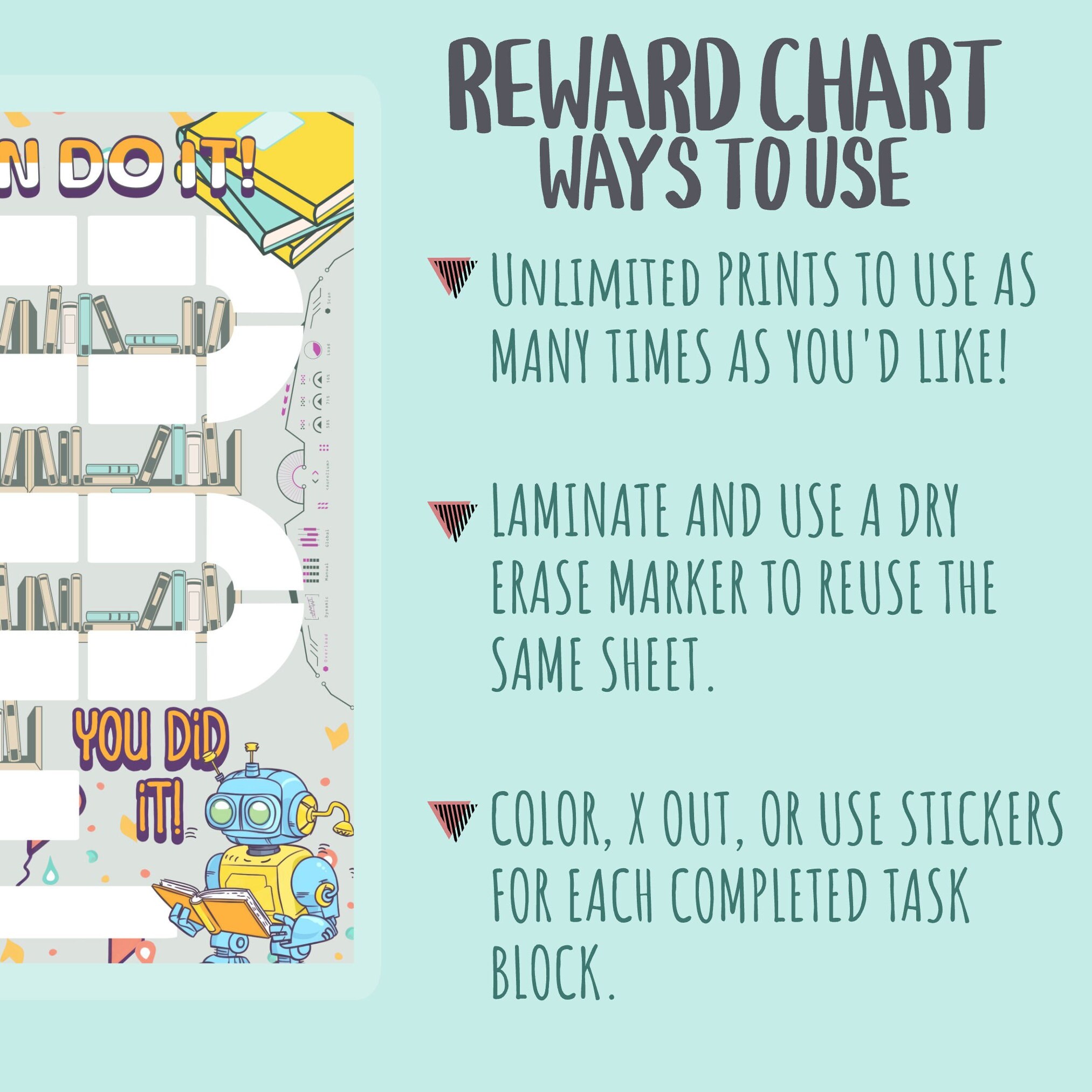 Robot Reward Chart Behavior Chart Reading Chart Kids Chore Chart Robot ...