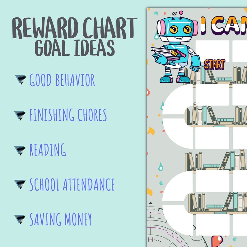 Robot Reward Chart Behavior Chart Reading Chart Kids Chore Chart Robot ...