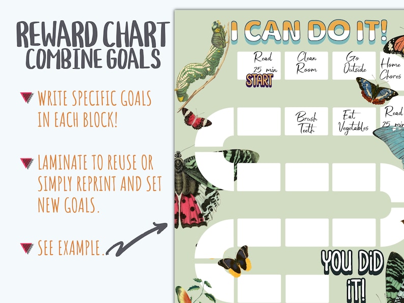 Butterfly Reward Chart Behavior Chart Reading Chart Kids - Etsy